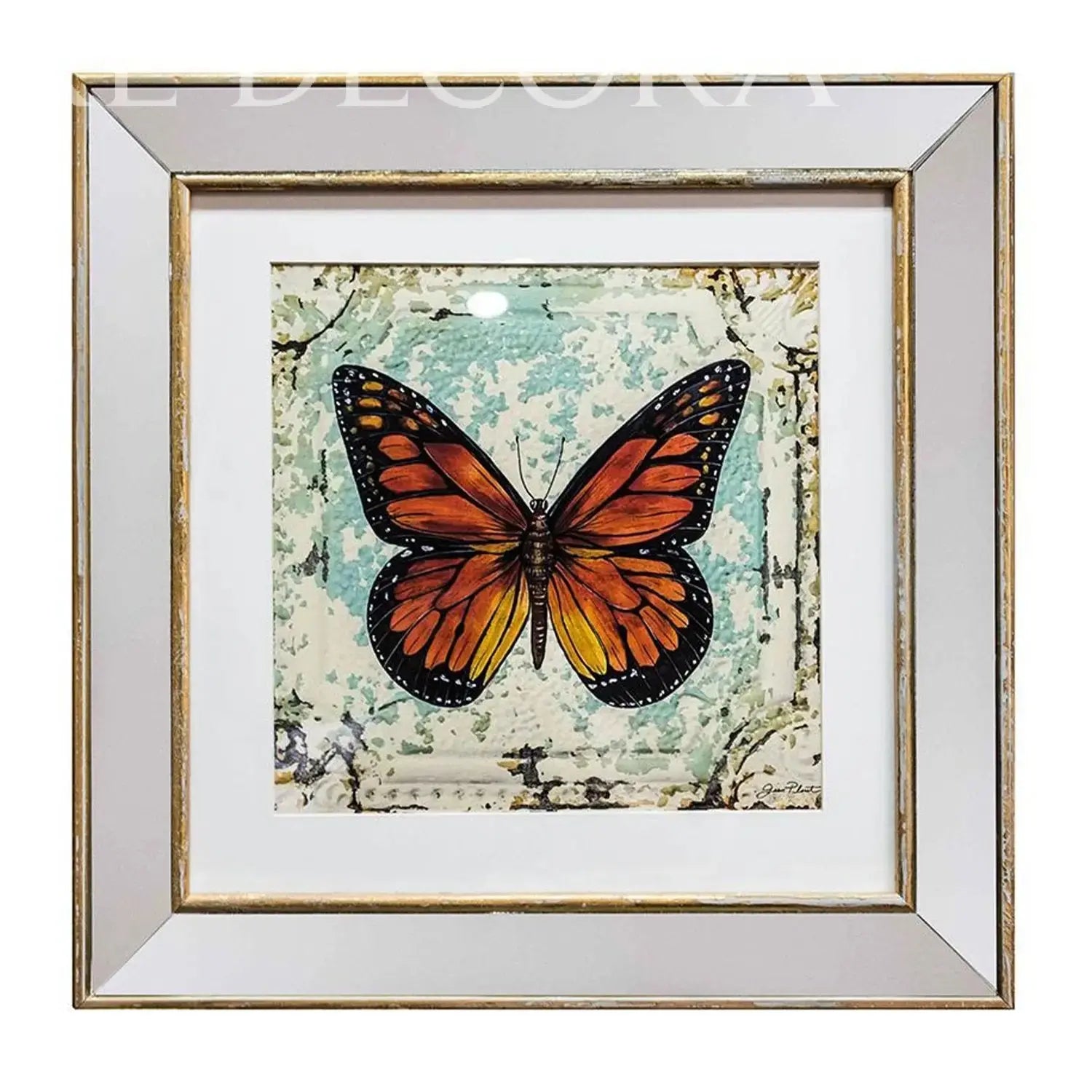 Cuadro Mariposa marco espejo doré 48x49cm - Re Decora